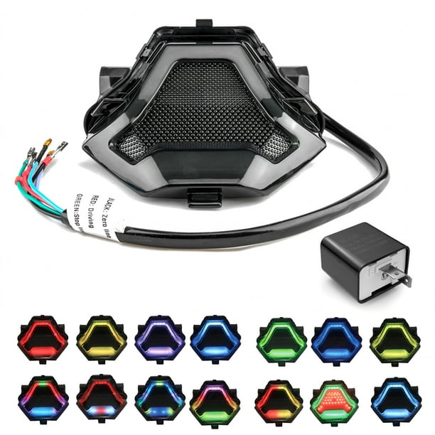 Motorcycle Brake Light Tail Lamp with LED Turn Signals RGB APP + A ...