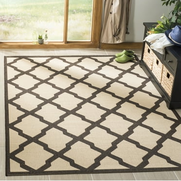 Safavieh LINDEN 100, CREME / BROWN, 6'-7" X 6'-7" Square, Area Rug ...