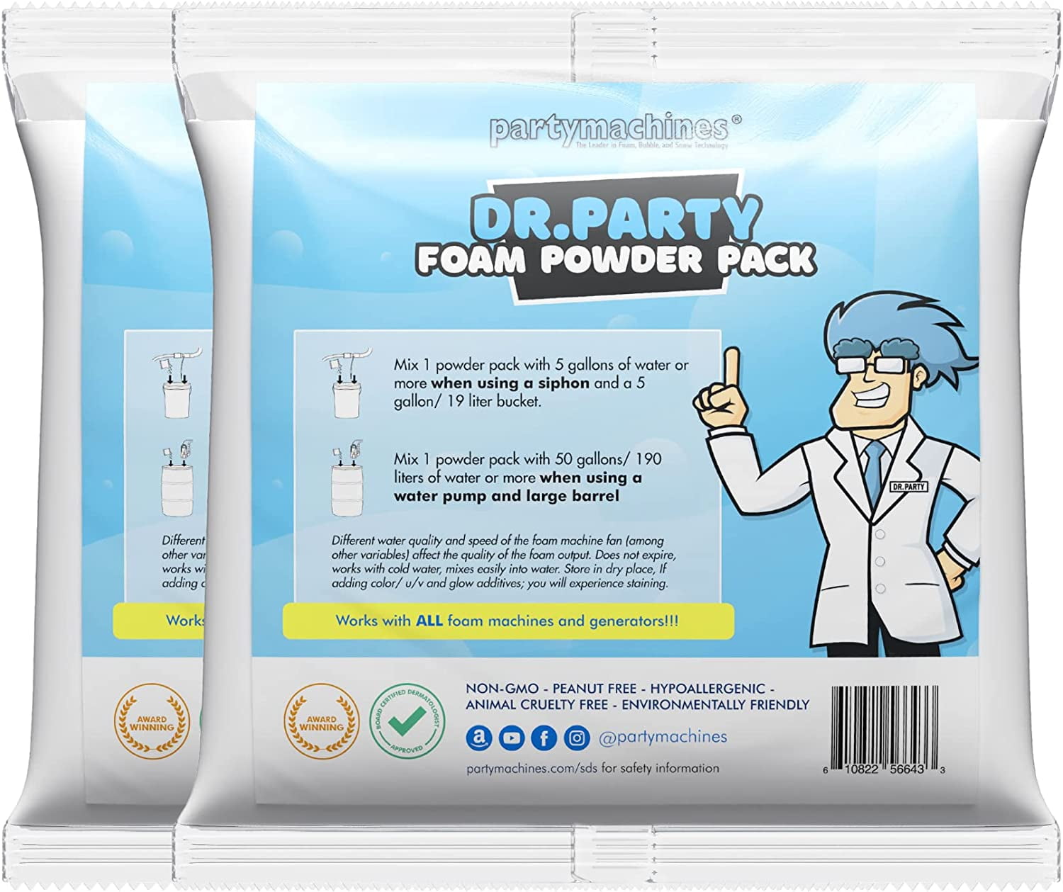 Foam Cannon Powder Pack of 2, Makes up to 240 Gallons of Foam Party Fun ...
