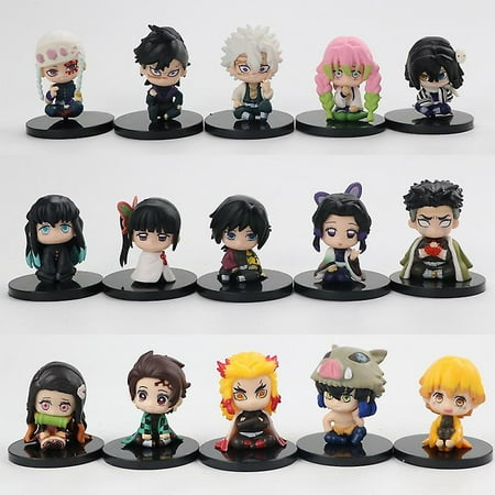 Set Of 10 Demon Slayer Cartoon Model Cute Japanese Anime Figurine ...