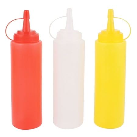 3Pcs 200ml Red Yellow White Plastic Clear Sauce Bottle For Kitchen ...