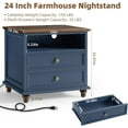 2 Large Drawer Nightstand with Charging Station, 24" Wide Night Stand ...