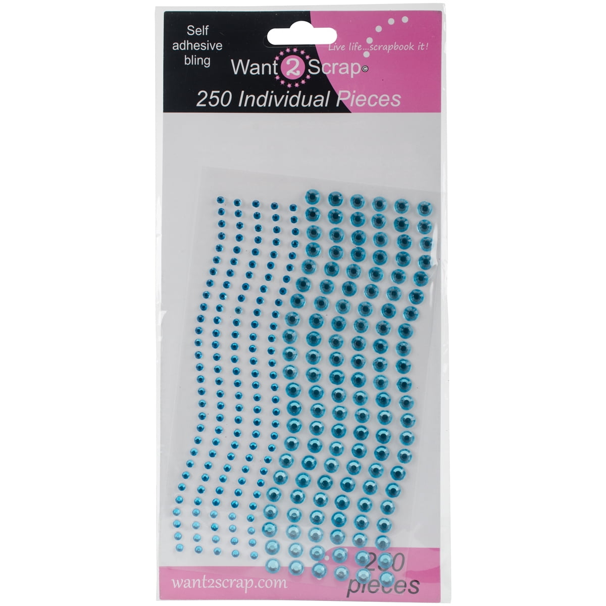 Want2Scrap Self-Adhesive Round Bling 3mm & 6mm 250/Pkg-Turquoise ...