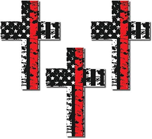 3 Pack of Thin Red Line Cross Decals Police Officer BLM American Flag ...