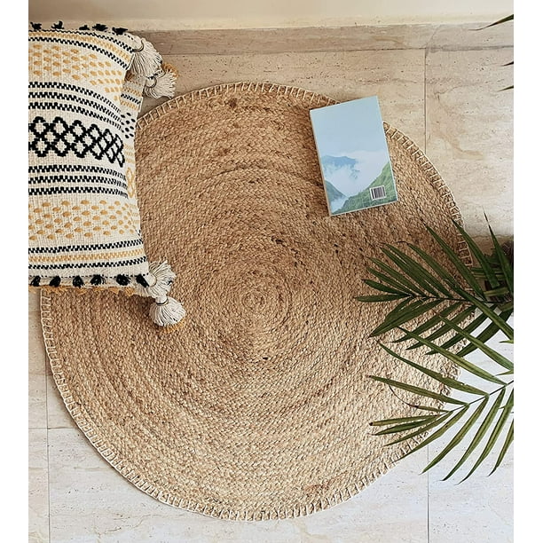 Nature4u Handwoven Jute Area Rug, Natural Yarn, hand crafted design ...