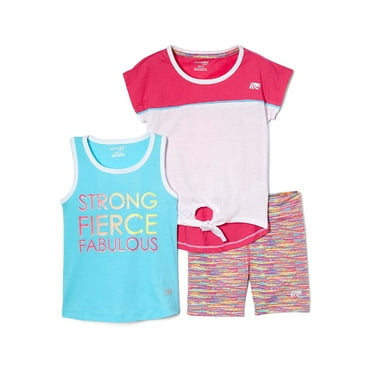 Athletic Works Girls Active Tank Top and Printed Bike Shorts, 2-Piece ...