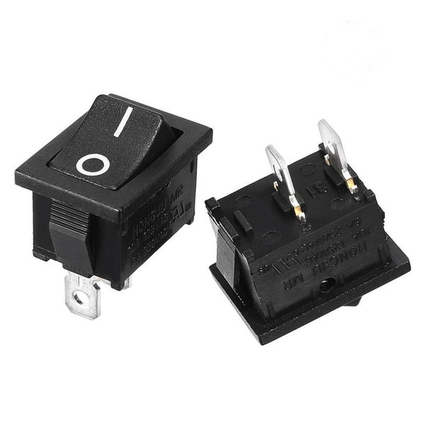 Rocker Switch 2 PIN ON-OFF SPST 125VAC/10A 250VAC/6A 21x15mm Black KCD1 ...