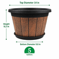 Quarut Large 4 Pack 14 inch Plant Pots,Whiskey Barrel Planters with ...