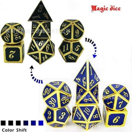 Color Shift Edge Metal Dice Set Role Playing Dragons Magic Dice Bar ...