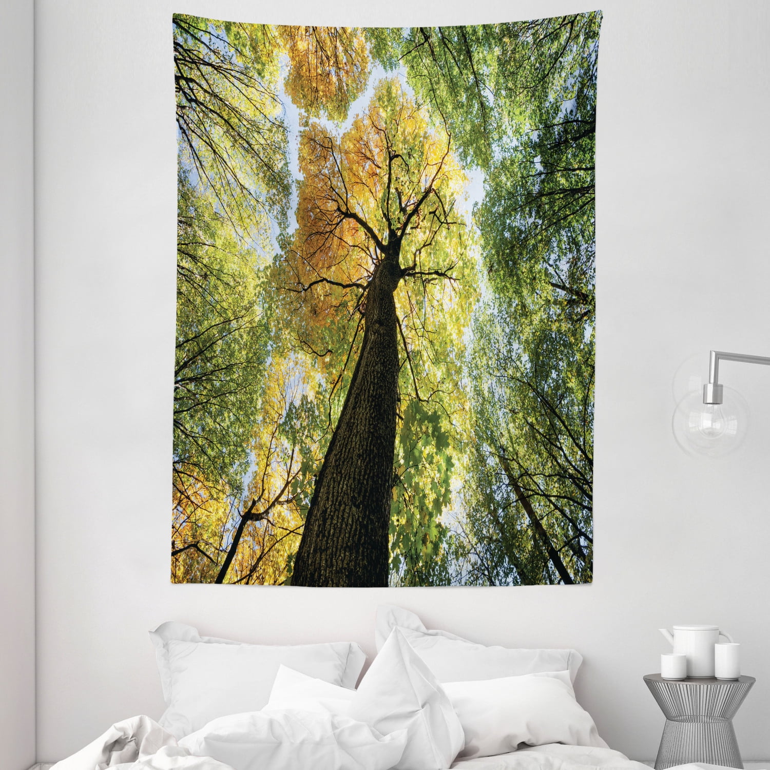Tree Tapestry, Ancient Forest in Autumn Green Nature Deciduous Foliage ...