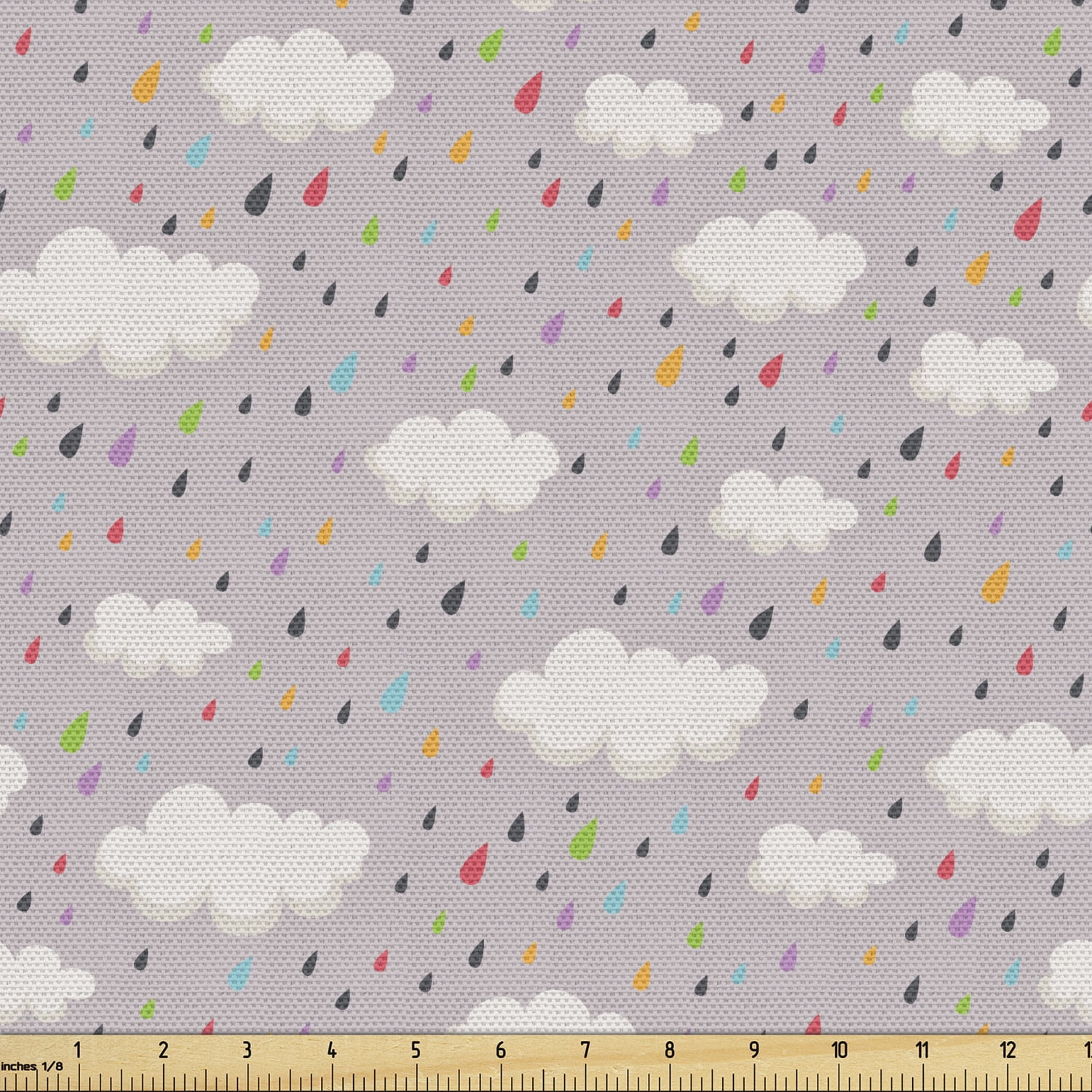 Rain Fabric by the Yard, Colorful Pouring Tiny Droplets Pastel Color ...