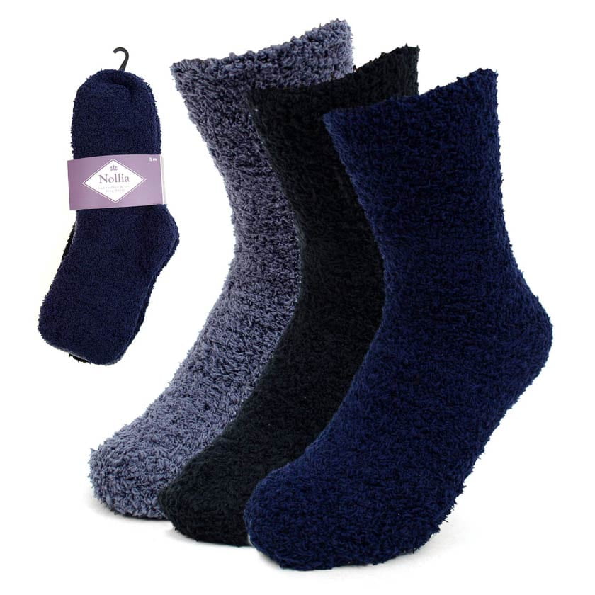 3 Pair of Fuzzy Slipper Socks for Women Soft Cozy in Several Patterns ...