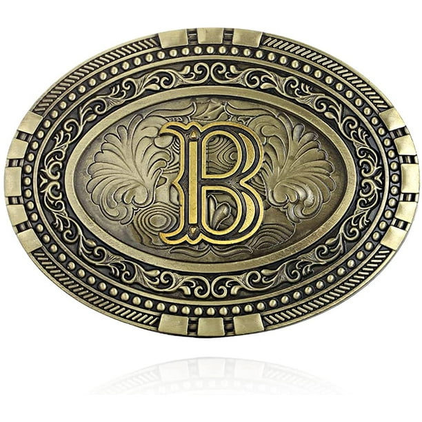 Western cowboy belt buckle initials ABCDEF TO Z Men's novelty upgraded ...