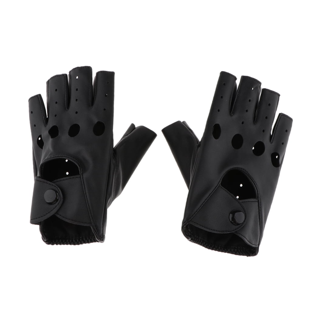 Guantes Con Agujeros Huecos De Medio Dedo Estilo Punk Rock De Cuero PU ...