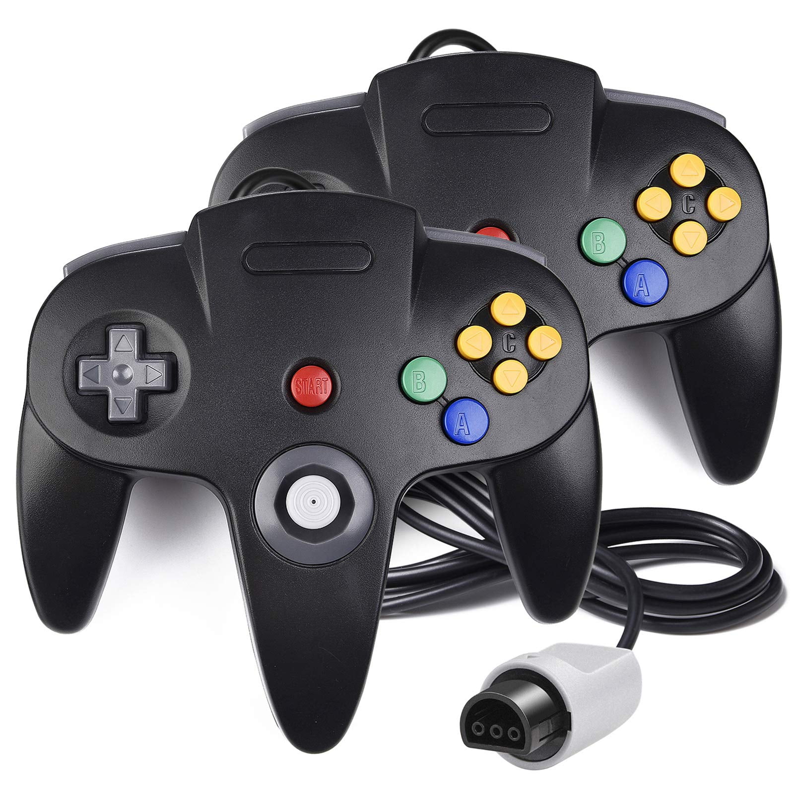 2 Pack N64 Controller iNNEXT Classic Wired N64 64 bit Game pad Joystick for Ultra 64 Video Game Console N64 System Black Walmart