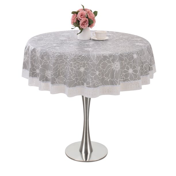 Round Tablecloth Vinyl Waterproof PVC Plastic Wipeable Spillproof ...