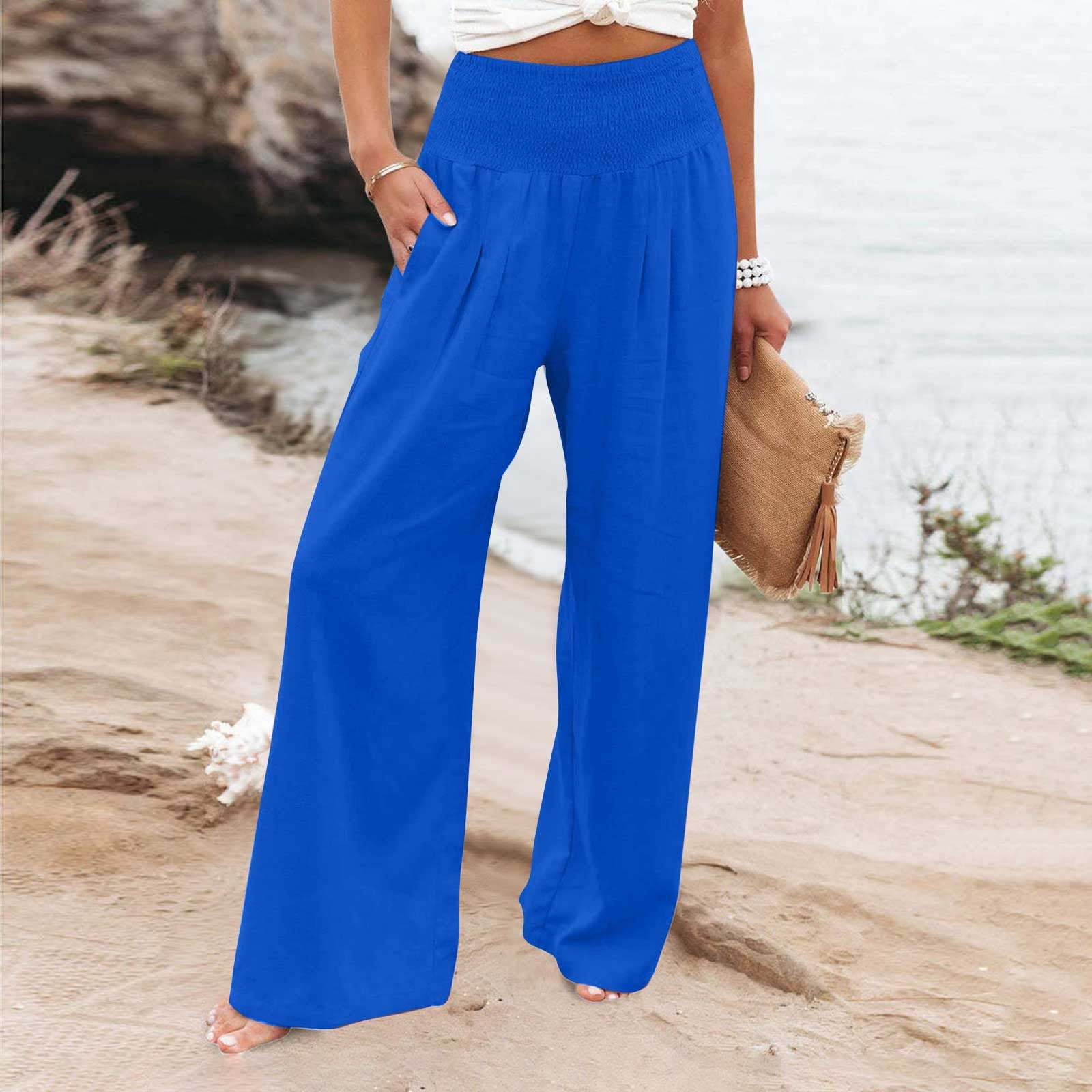 Selone Linen Pants For Women Plus Size High Waist High Rise Baggy Wide