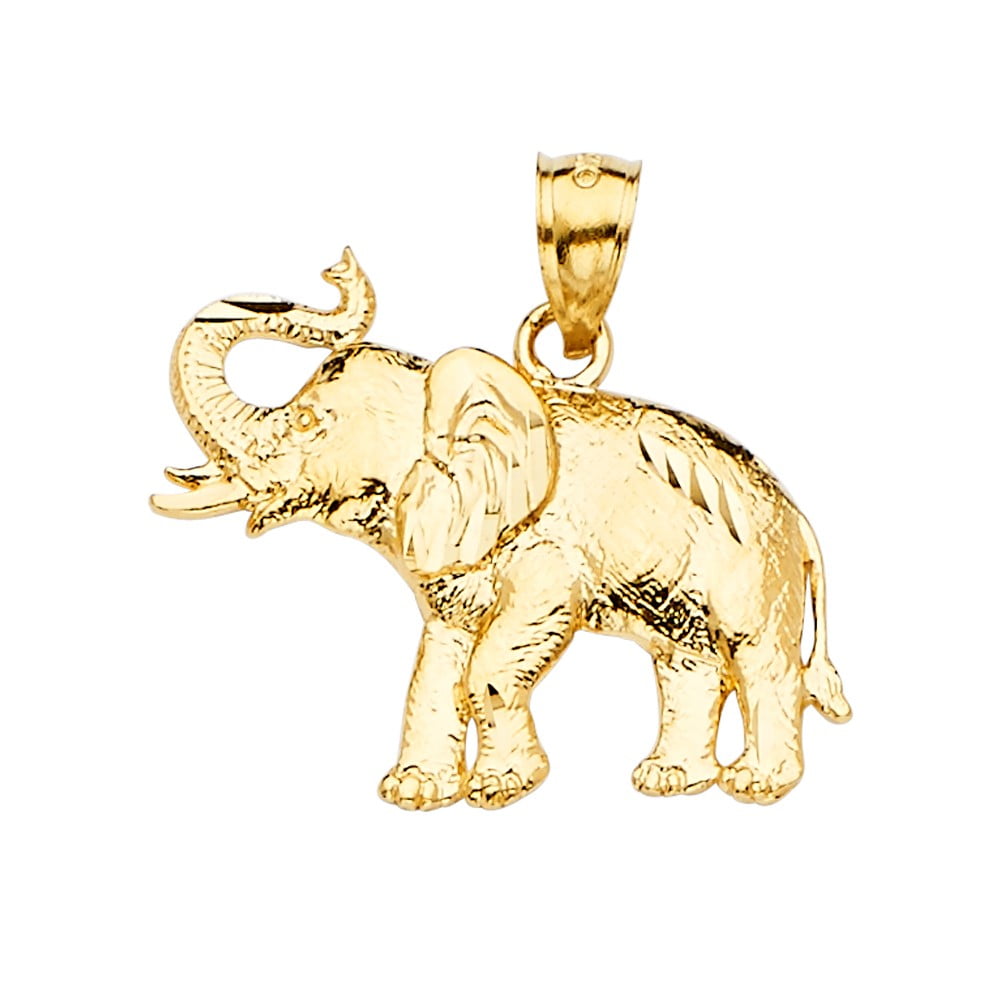 Solid 14k Yellow Gold Elephant Pendant 27mm X 22mm - Walmart.com