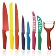 8 Pcs Colorful Kitchen Knife Set,Colored Kitchen Knives Set with Non ...
