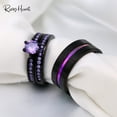 Matching Rings Couple Rings Black Gold Plated 1CT Purple Cz Women ...