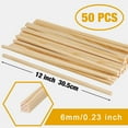 Tutuviw 50 Pack Square Wooden Dowels for Crafting, Small Hardwood ...
