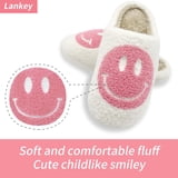 Joybuy Smiley Face House Shoes for Adults, Anti-Slip Soft Plush Comfy ...