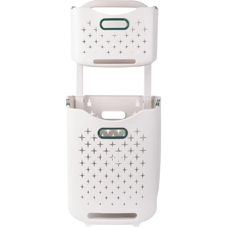 Double Foldable Laundry Basket - Portable Dirty Laundry Basket with ...