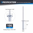 Uxcell Carbon Steel Open End Blind Rivets Dome Head Rivet 1/8"x5/8 ...