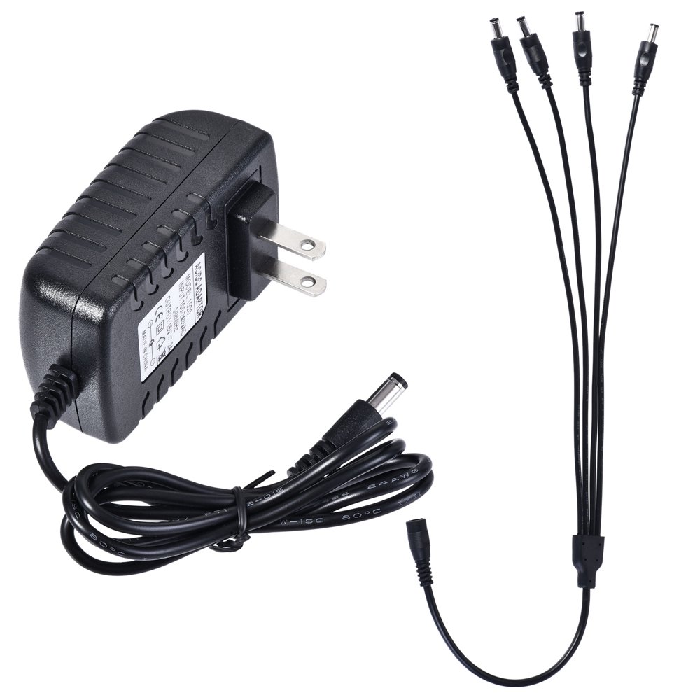 15V 2A DC Power Supply Adapter AC Charger with 1 Female to 4 Male Power ...