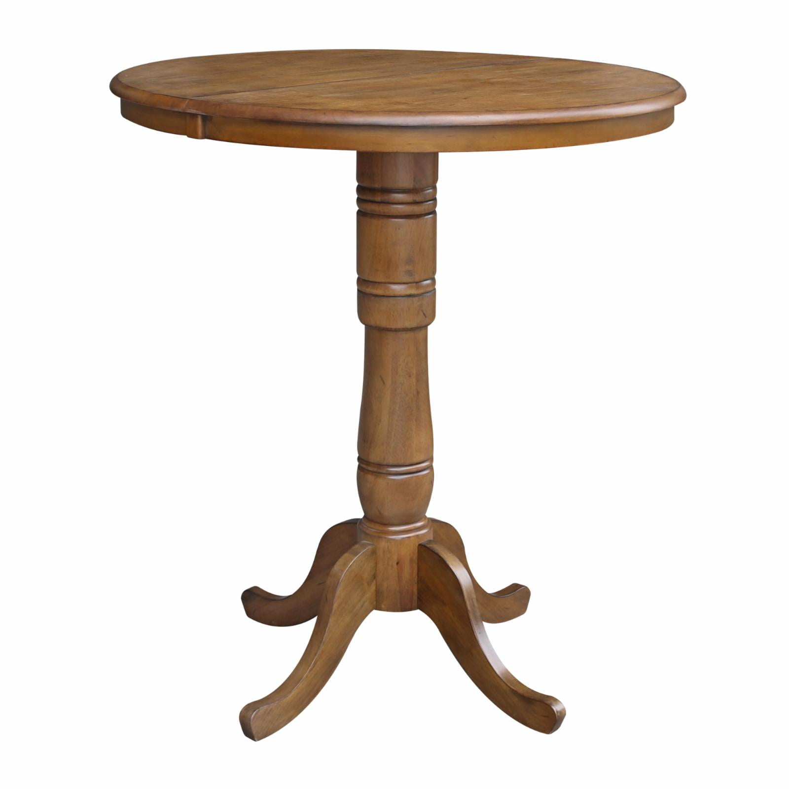 36" Round Top Bar Height Table with 12" Leaf - Pecan - Walmart.com