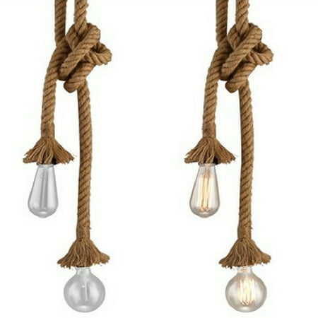 SHARKDOOK E27 Double-headed Hemp Rope Vintage Hanging Pendant Light ...