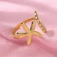 304 Stainless Steel Starfish & Shell Open Cuff Rings for Women Real 18K ...