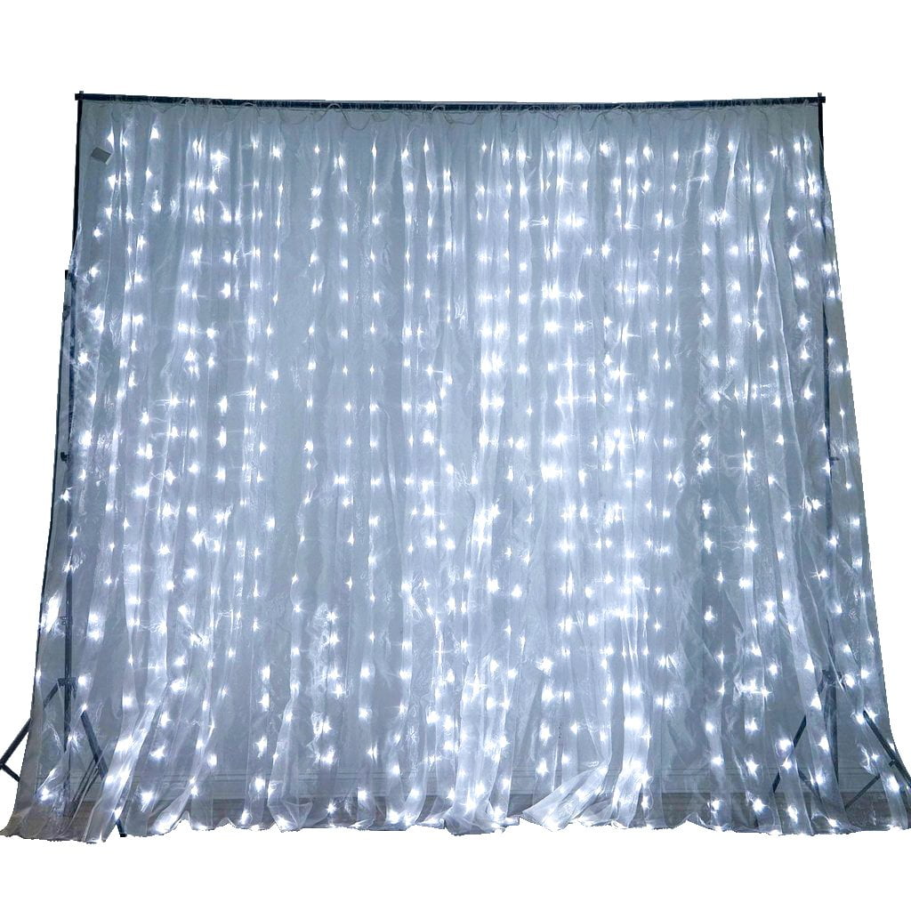Efavormart 18 ft x 9 ft LED Lights Organza Backdrop Curtain Photography ...