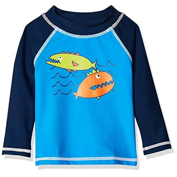 Flap Happy Boys Baby UPF 50 Graphic Rash Guard Swim Top, Fish Frenzy ...
