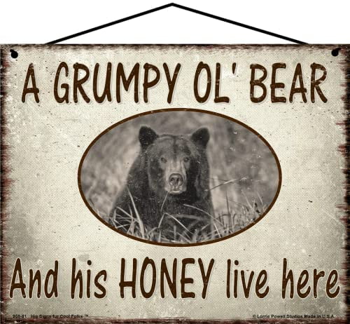 8x10 A Grumpy Ol' Bear and His Honey Live Here Sign - Vintage Style ...