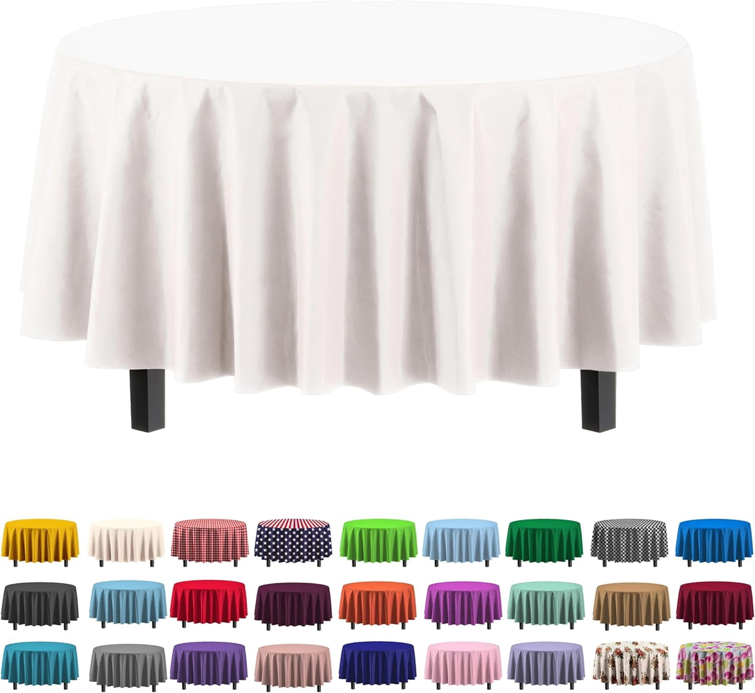 Nvzi 12-Pack Premium disposable Plastic Tablecloth 84in. Round Table ...