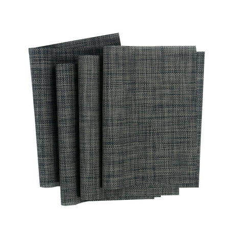 Heat Resistant Non-skid PVC Tables Mats Woven Placemat Black，Set of 4 ...