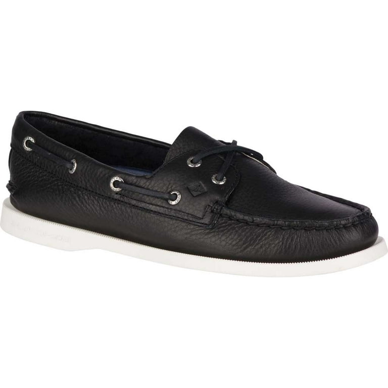 Women s Sperry Top Sider Authentic Original Boat Shoe Black White Leather 7.5 M Walmart