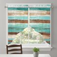 Abstract Turquoise Sheer Curtains Swag Valances for Windows and Brown ...
