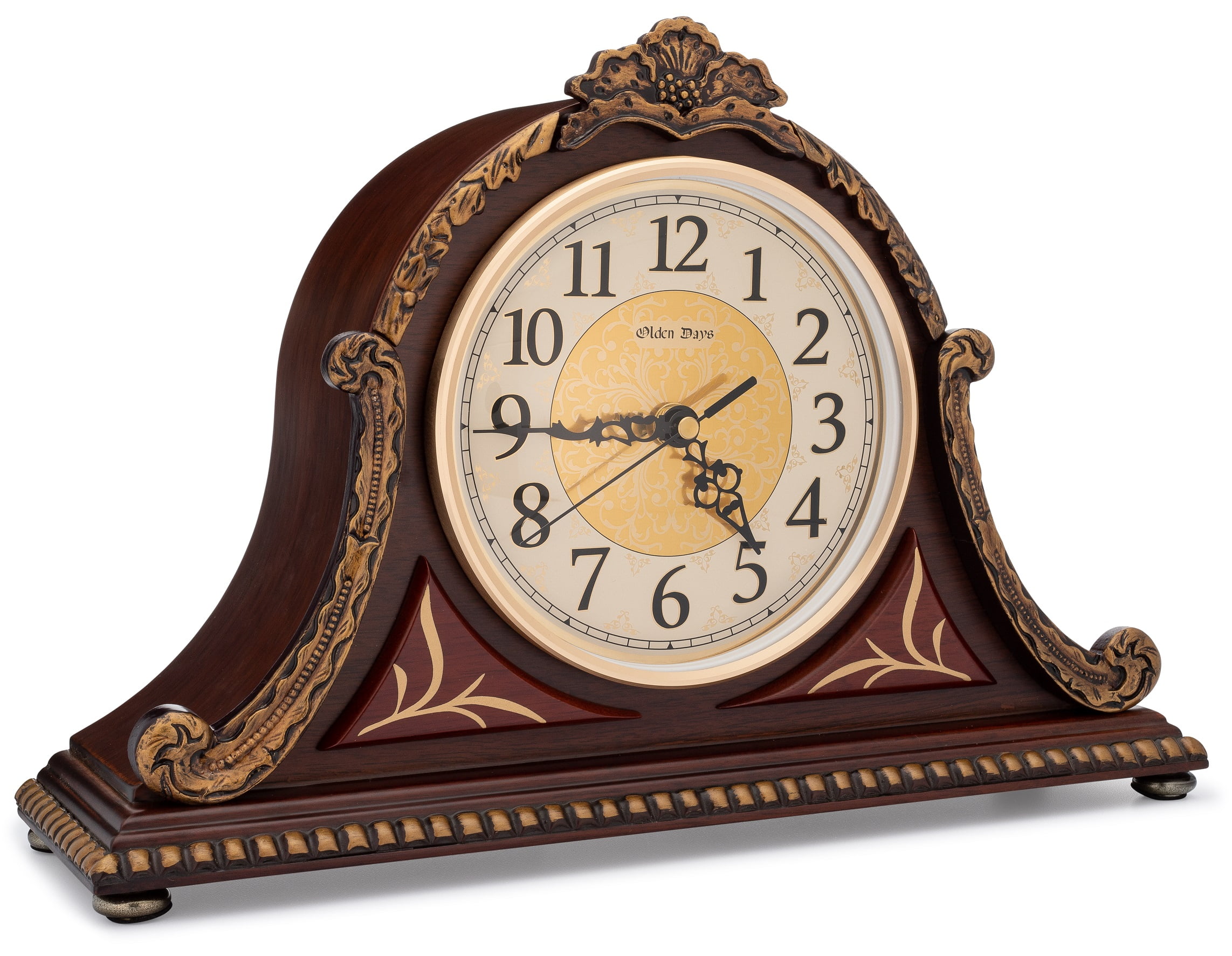 Olden Days Mantel Clock with Real Wood, 4 Chime Options, Antique ...