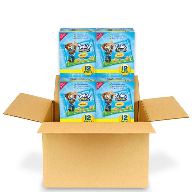 Teddy Grahams Honey Graham Snacks, 4 Boxes of 12 Snack Packs (48 Total ...