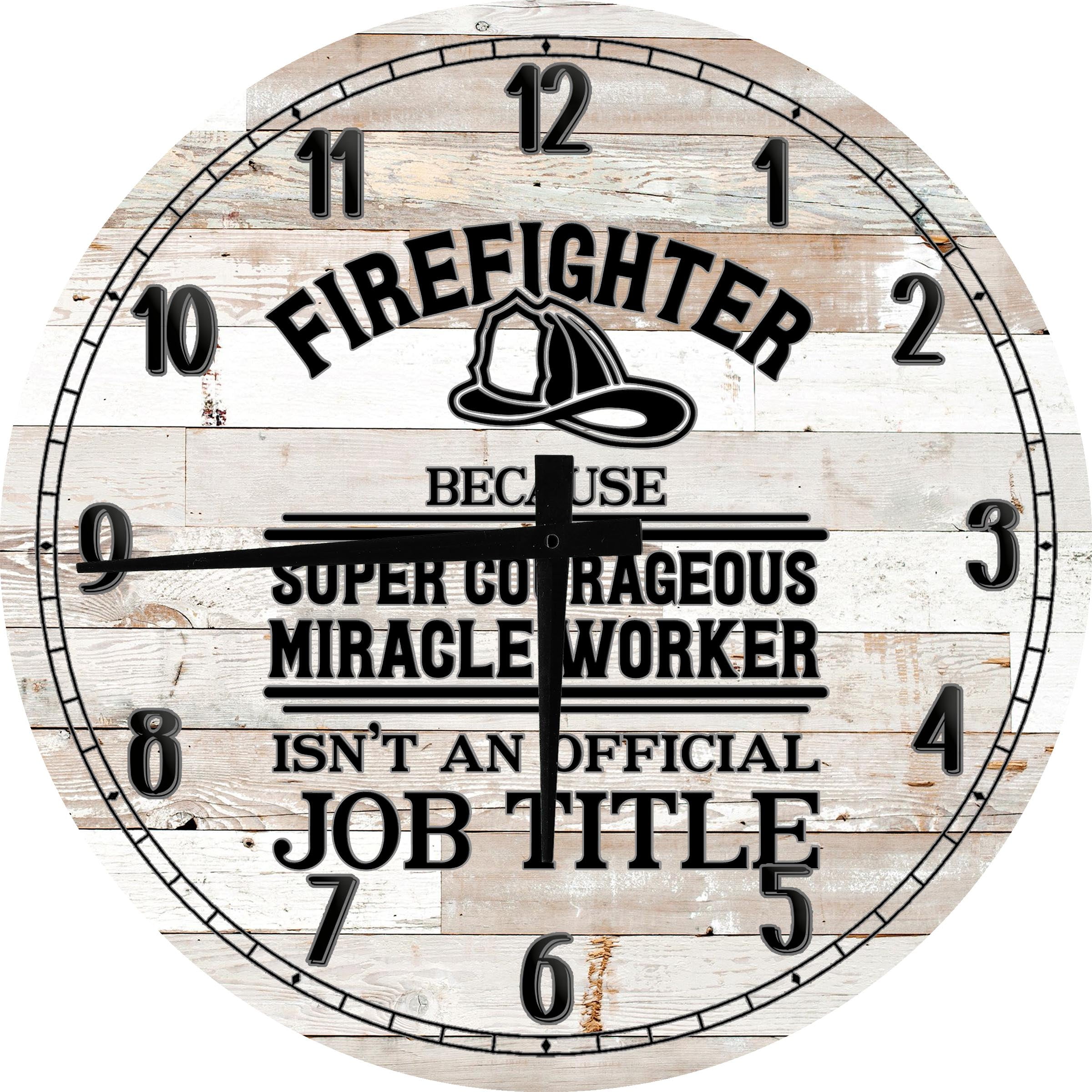 Wood Wall Clock 18 Inch Round Firefighter Wall Art Firefighter… Super ...