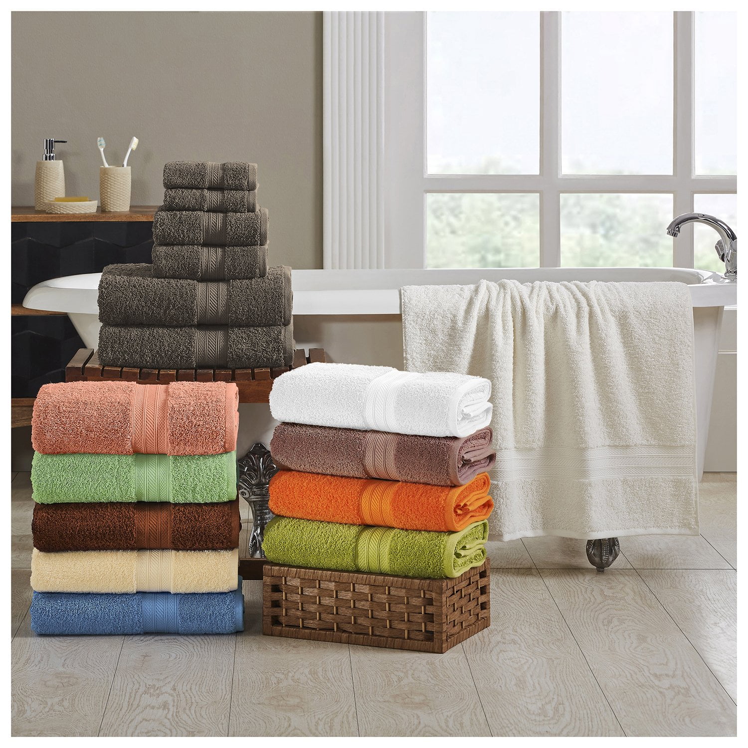 700 GSM Long Staple Combed Cotton 6-Piece Towel Set, 2 Face, 2 Hand ...