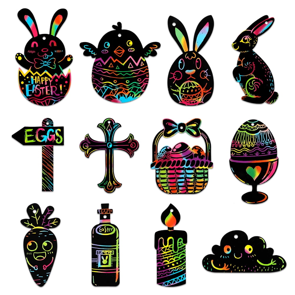 WhatSign Easter Crafts for Kids 24Pcs Easter Rainbow Scratch Cards ...