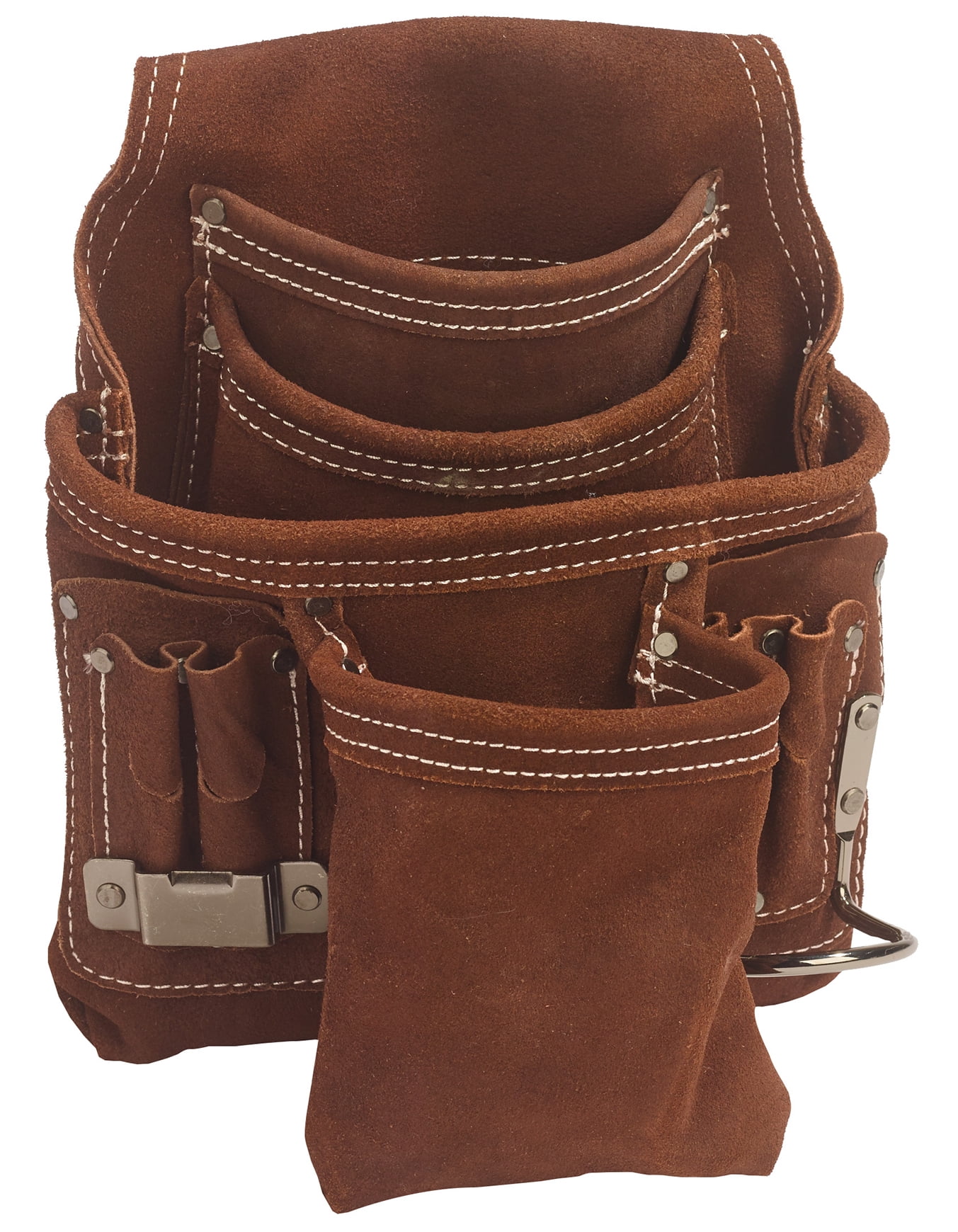 Bucket Boss 54063 Brown 10 Pocket Suede Leather Pouch - Walmart.com