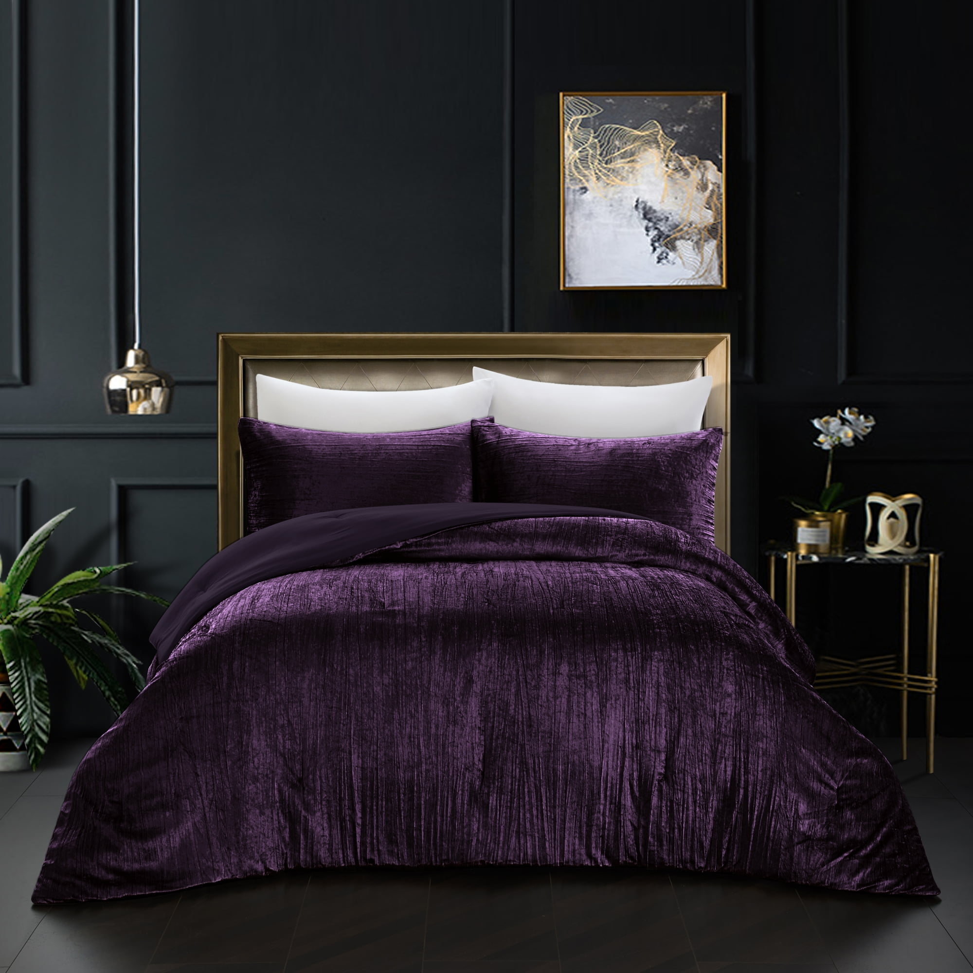 Grace Living Akiva 3pc Full/Queen Comforter Set, Purple - Walmart.com