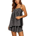 KIHOUT Women's 2 Piece Outfit Gingham Checkerboard Cami Top and Shorts ...