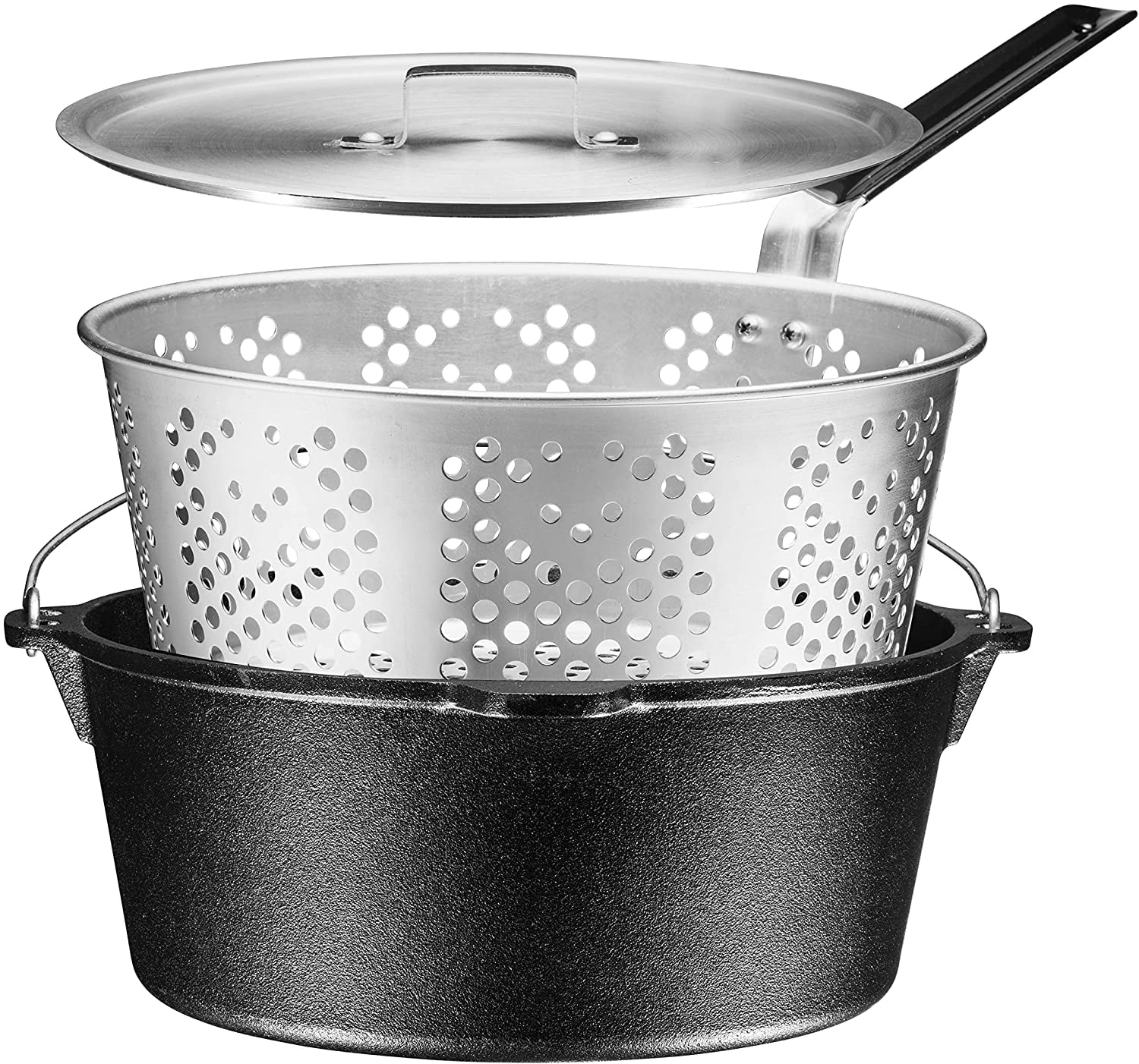Bruntmor | Pre-Seasoned Cast Iron Fish Fryer 9 Quart Stock Pot Dutch ...