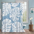 Blue Leaf Shower Curtain Set with Hooks, Tropical Country Nautical ...