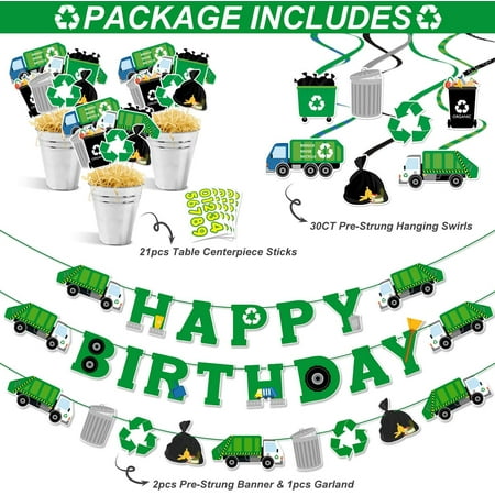 Garbage Truck Party Decorations Set Birthday Banner Garland Centerpiece ...